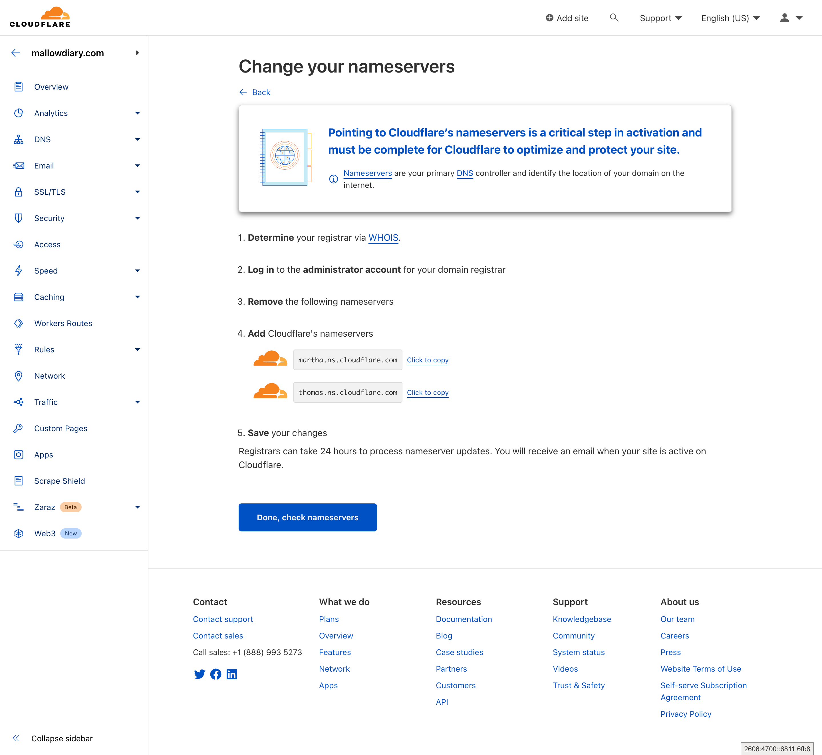 ขั้นตอนการย้าย Nameservers ไป Cloudflare - Tichaky Diary